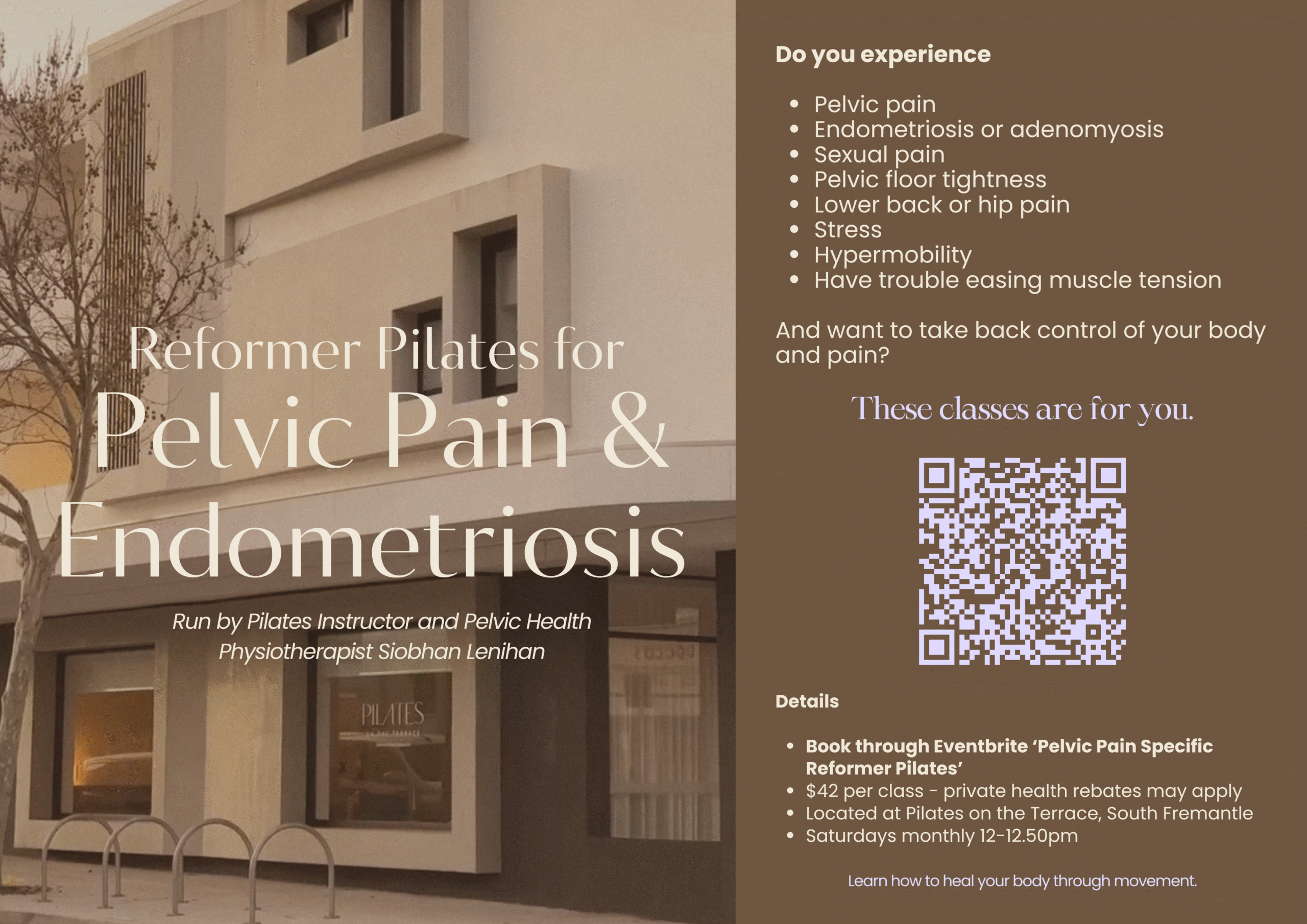 Fremantle: Pelvic Pain Specific Reformer Pilates with Siobhan Lenihan